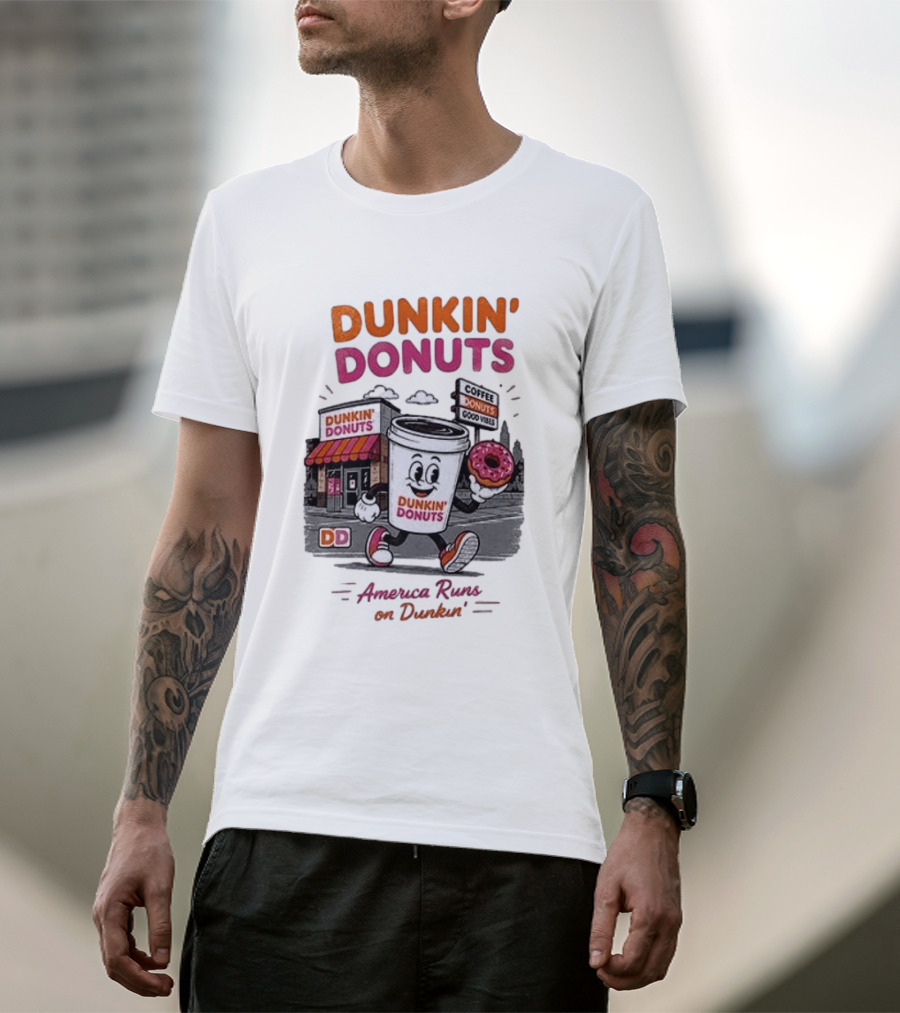Dunkin' Donuts Coffee Good Vibes America Runs On Dunkin T-Shirt