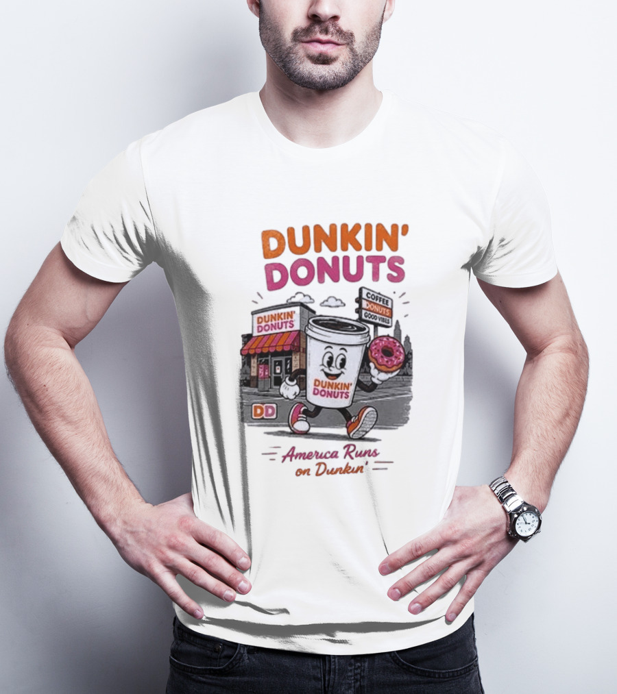 Dunkin' Donuts Coffee Good Vibes America Runs On Dunkin T-Shirt