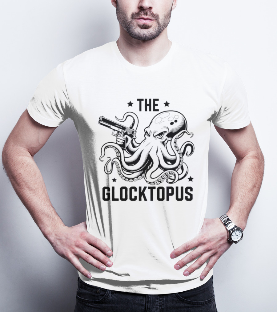 The Glocktopus Octopus Holding A Gun Graphic Image T-Shirt