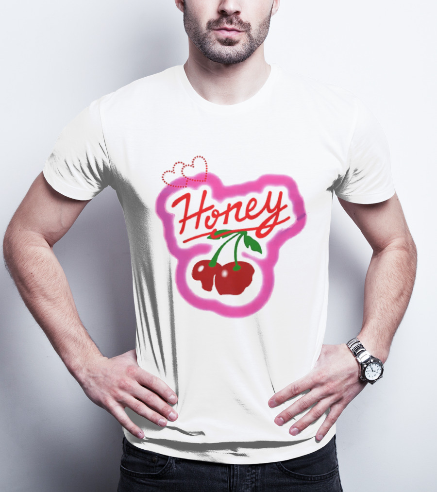 Honey Cherry Fruit Hearts Pink Neon T-Shirt