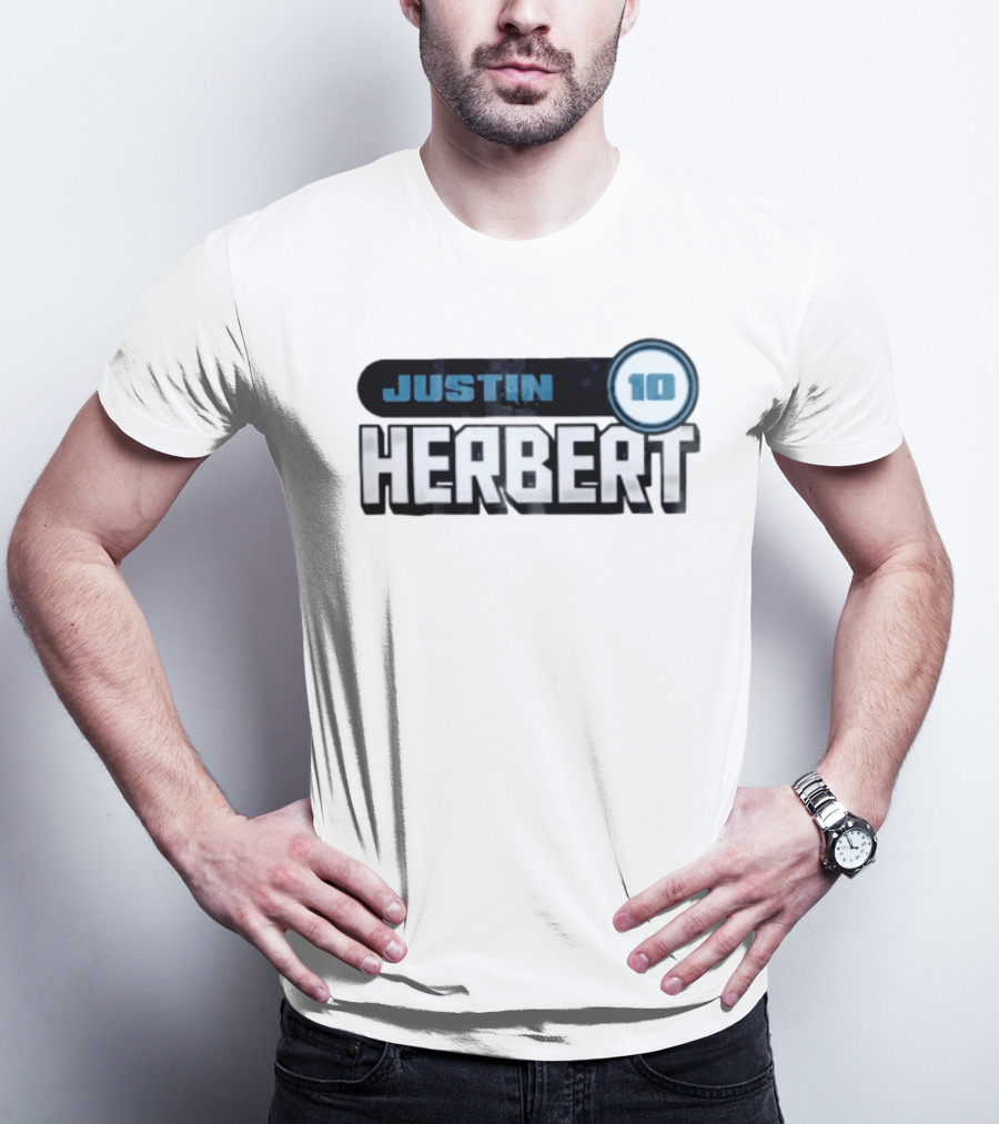 Justin Herbert 10 Blue Rounded Number Block T-Shirt