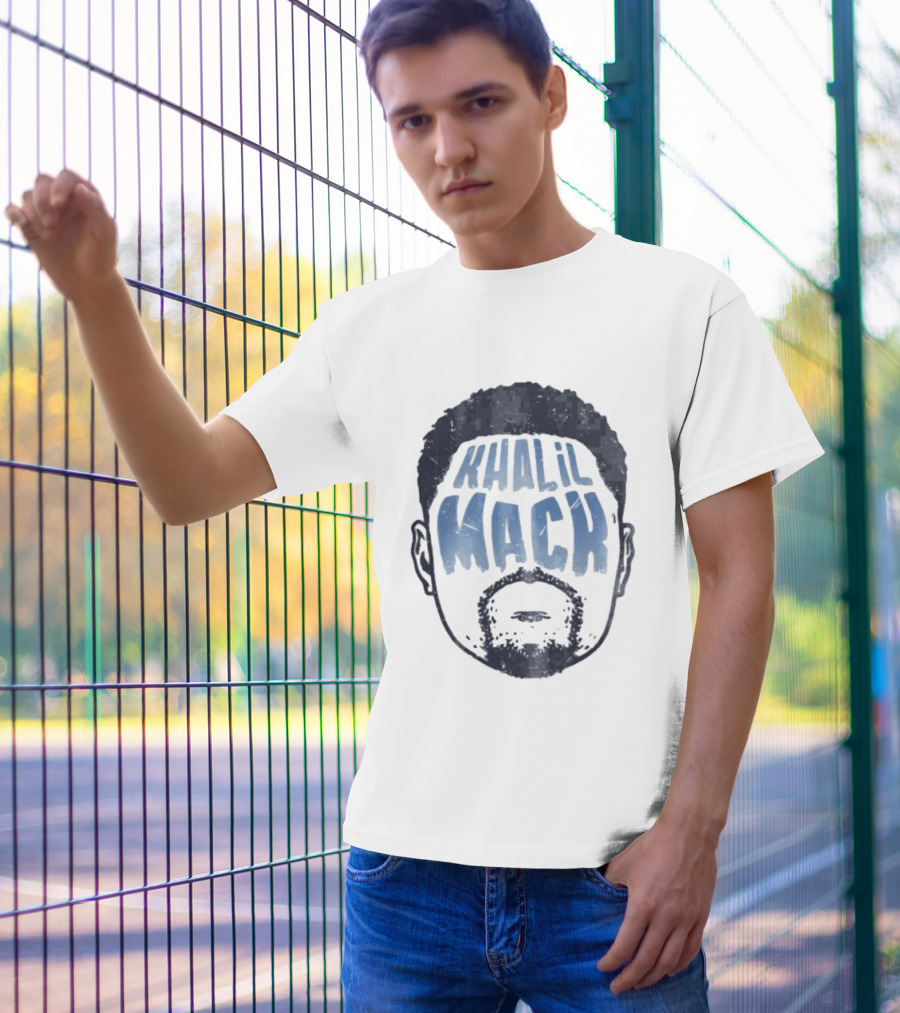 Khalil Mack Bearded Face Blue Distressed T-Shirt