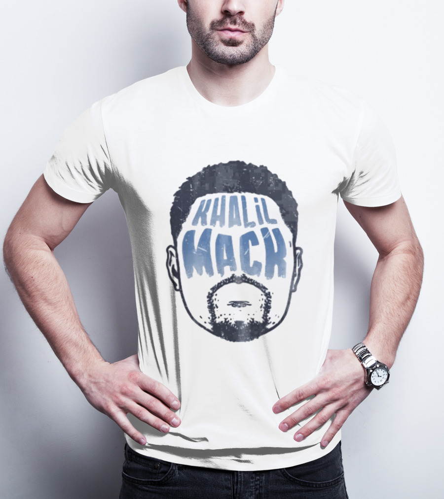 Khalil Mack Bearded Face Blue Distressed T-Shirt