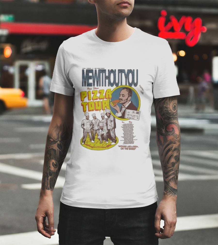 MeWithoutYou Pizza Tour Band Eating Slice T-Shirt