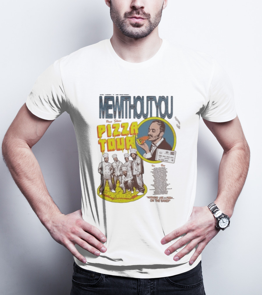 MeWithoutYou Pizza Tour Band Eating Slice T-Shirt
