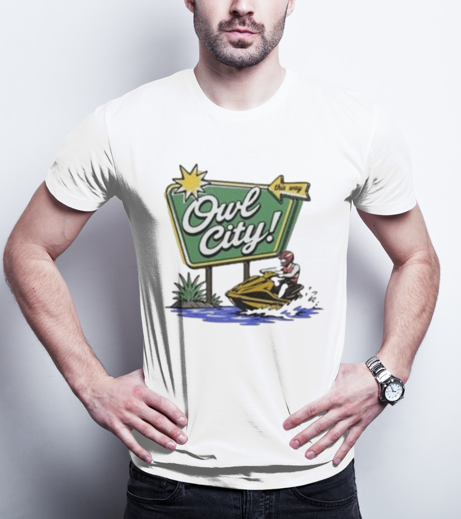 Owl City Music Welcome To Owl City Jet Ski Adventure Sign T-Shirt