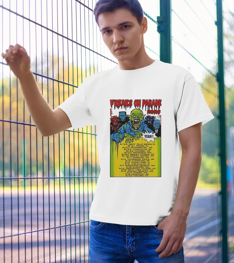 Freaks On Parade Tour 2023 Rob Zombie Dates West Palm Beach Tampa Atlanta Concord T-Shirt