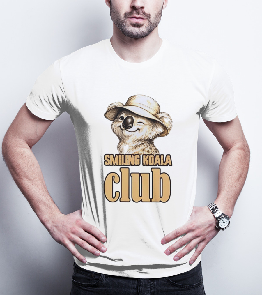 Smiling Koala Club Animal Wildlife Winking Koala Wearing Hat T-Shirt