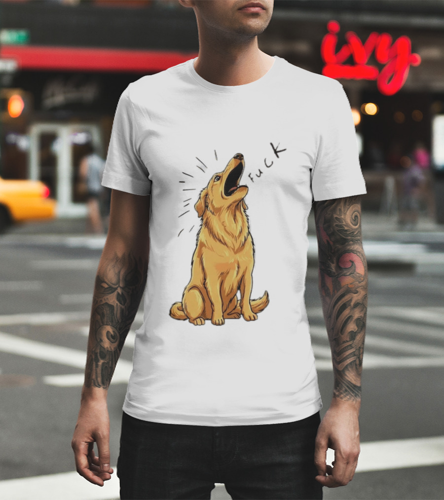 Howling Dog Saying Fuck Yellow Labrador Retriever Expression T-Shirt