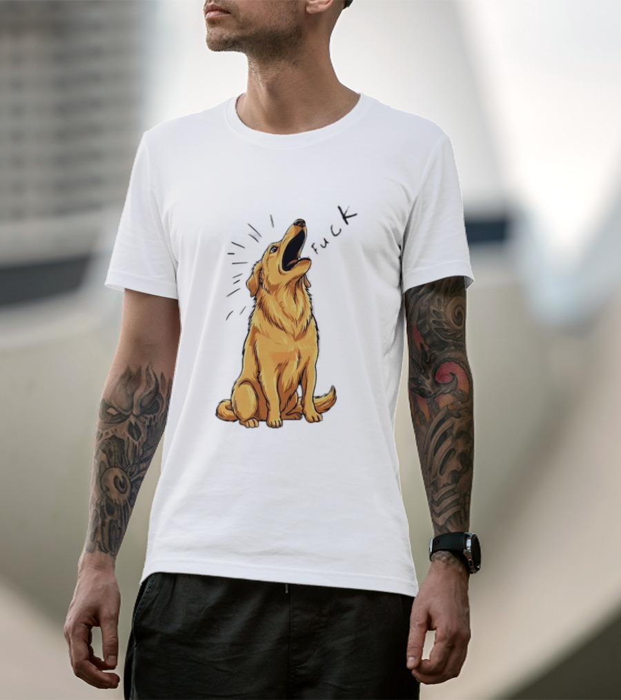 Howling Dog Saying Fuck Yellow Labrador Retriever Expression T-Shirt