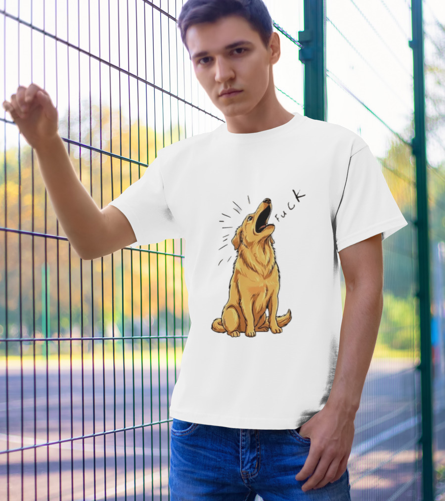 Howling Dog Saying Fuck Yellow Labrador Retriever Expression T-Shirt