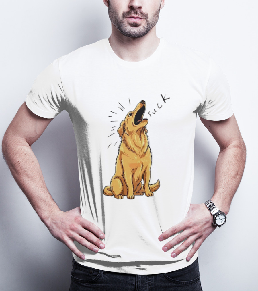 Howling Dog Saying Fuck Yellow Labrador Retriever Expression T-Shirt