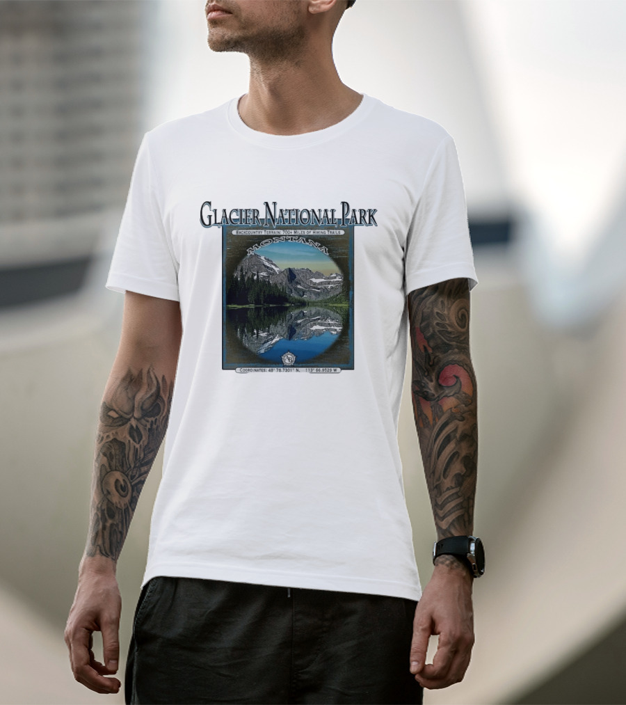 Glacier National Park Montana Backcountry Terrain 700 Miles Hiking Trails T-Shirt