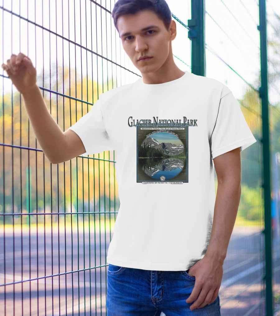 Glacier National Park Montana Backcountry Terrain 700 Miles Hiking Trails T-Shirt