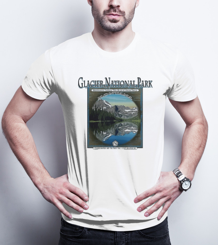 Glacier National Park Montana Backcountry Terrain 700 Miles Hiking Trails T-Shirt