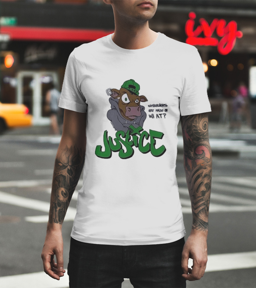 Justice Hamburgers Are Made Of What Go Vegetarian Cow T-Shirt