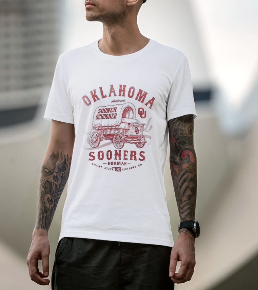 Oklahoma Sooners Norman Great State OK Clothing Co Vintage Wagon T-Shirt