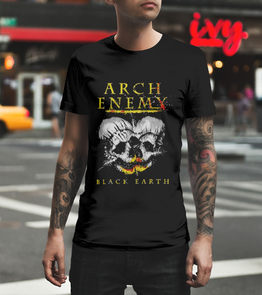 Arch Enemy Black Earth Skull Fire Gothic Heavy Metal Music T-Shirt