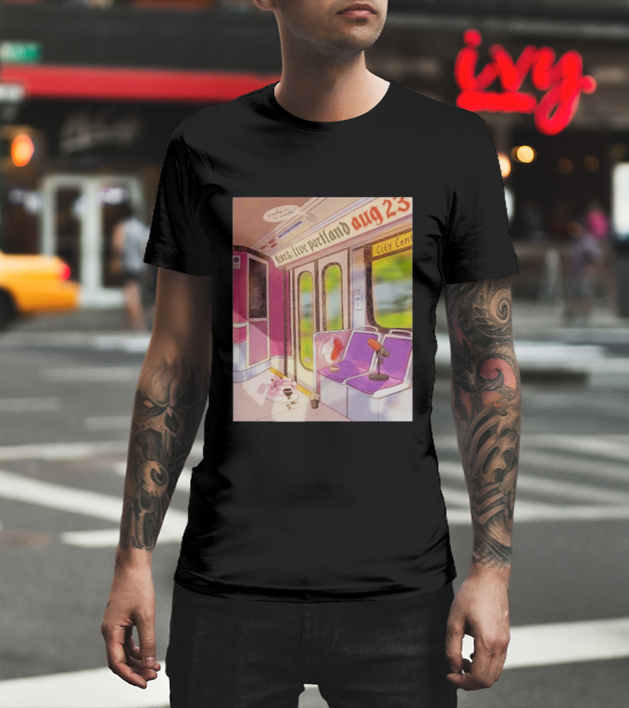 Fear& Live Portland Aug 23 Subway Scene With City Center Graffiti And Microphone T-Shirt