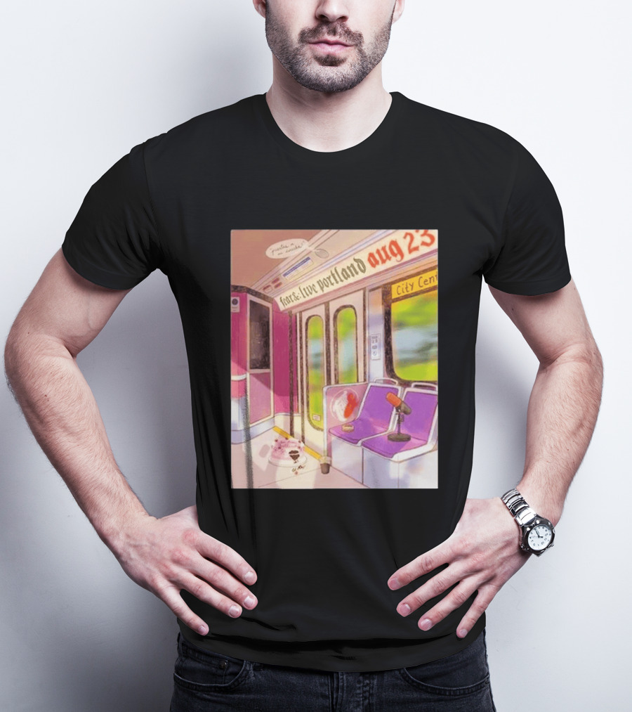 Fear& Live Portland Aug 23 Subway Scene With City Center Graffiti And Microphone T-Shirt