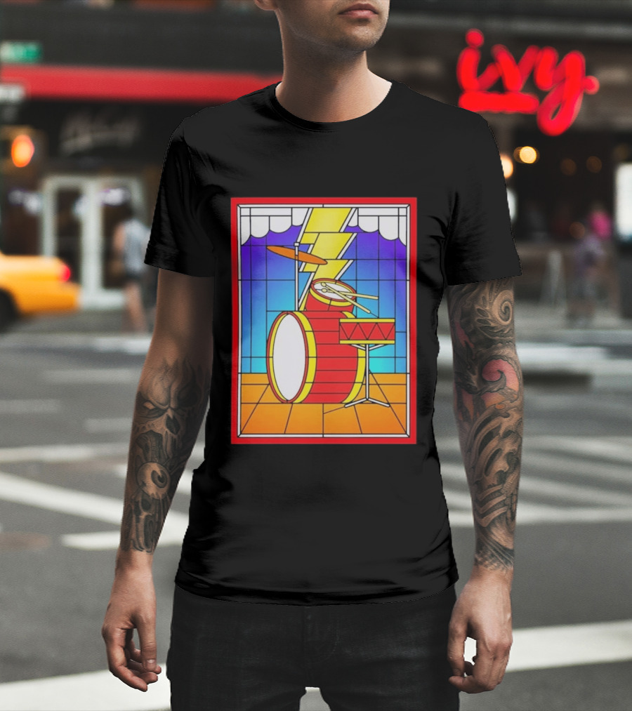 Stained Glass Drum Kit With Lightning Bolt T-Shirt
