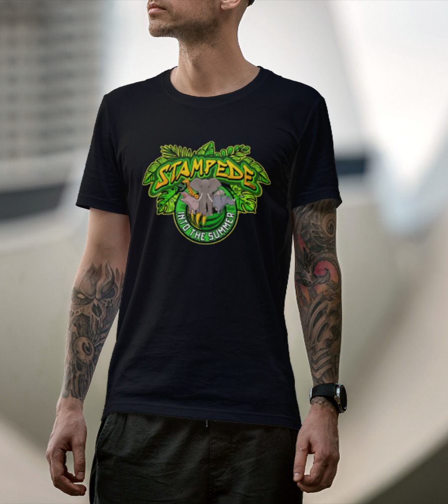 Stampede Into The Summer Elephant Giraffe Hippo Tropical 2026 T-Shirt