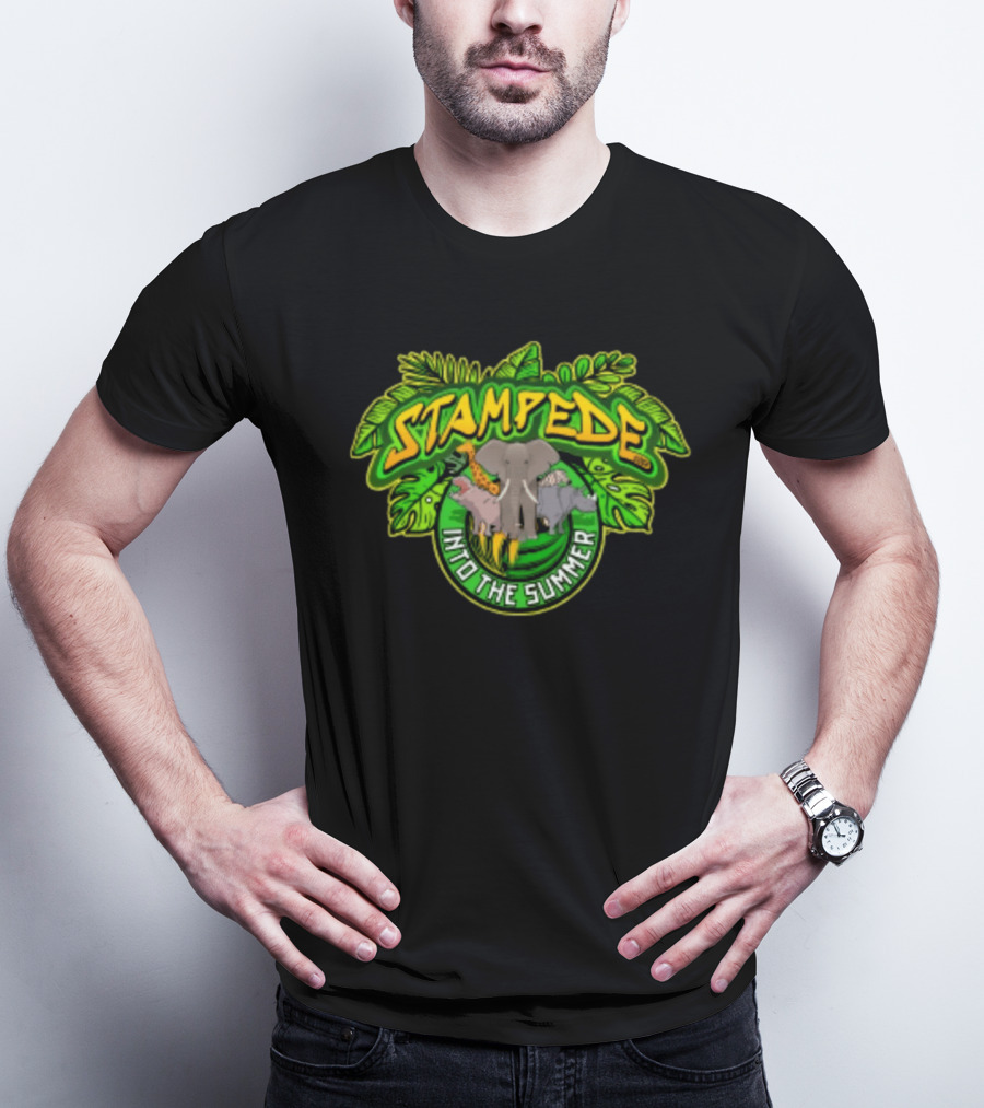 Stampede Into The Summer Elephant Giraffe Hippo Tropical 2026 T-Shirt