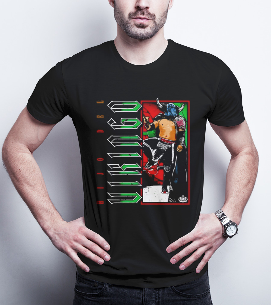 Hijo Del Vikingo Lucha Libre Wrestler Demon Mask Green Red White T-Shirt