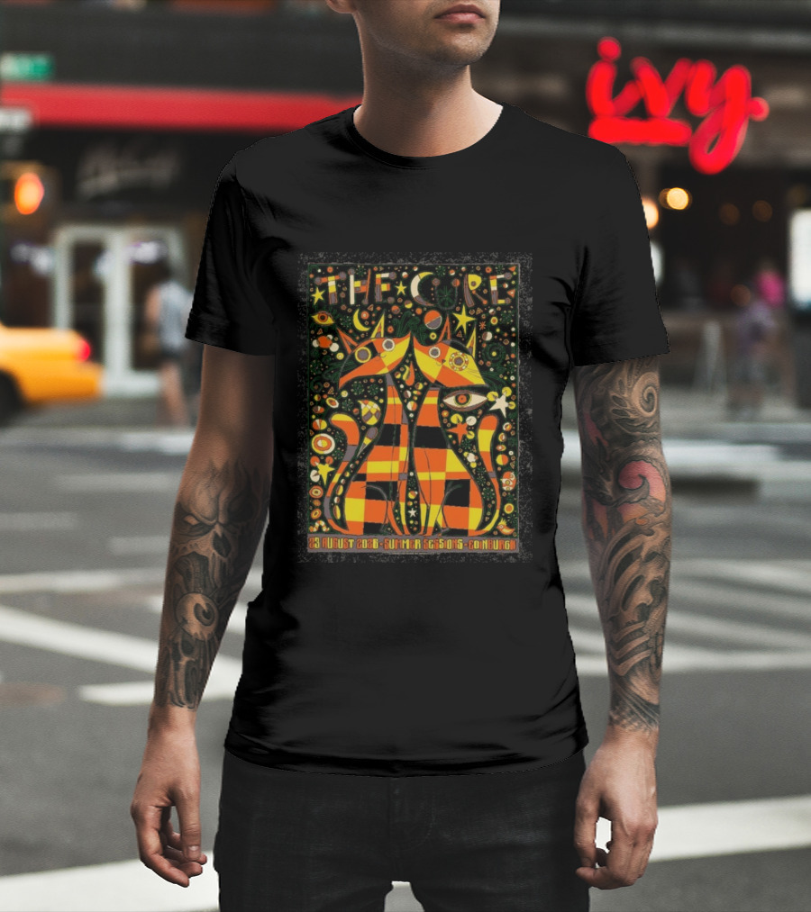 The Cure 23 August 2026 Summer Sessions Edinburgh Psychedelic Cat T-Shirt
