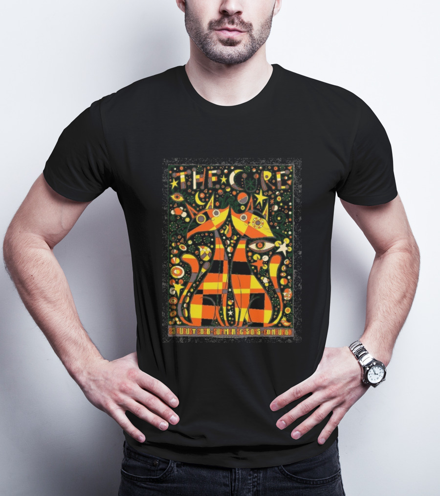 The Cure 23 August 2026 Summer Sessions Edinburgh Psychedelic Cat T-Shirt