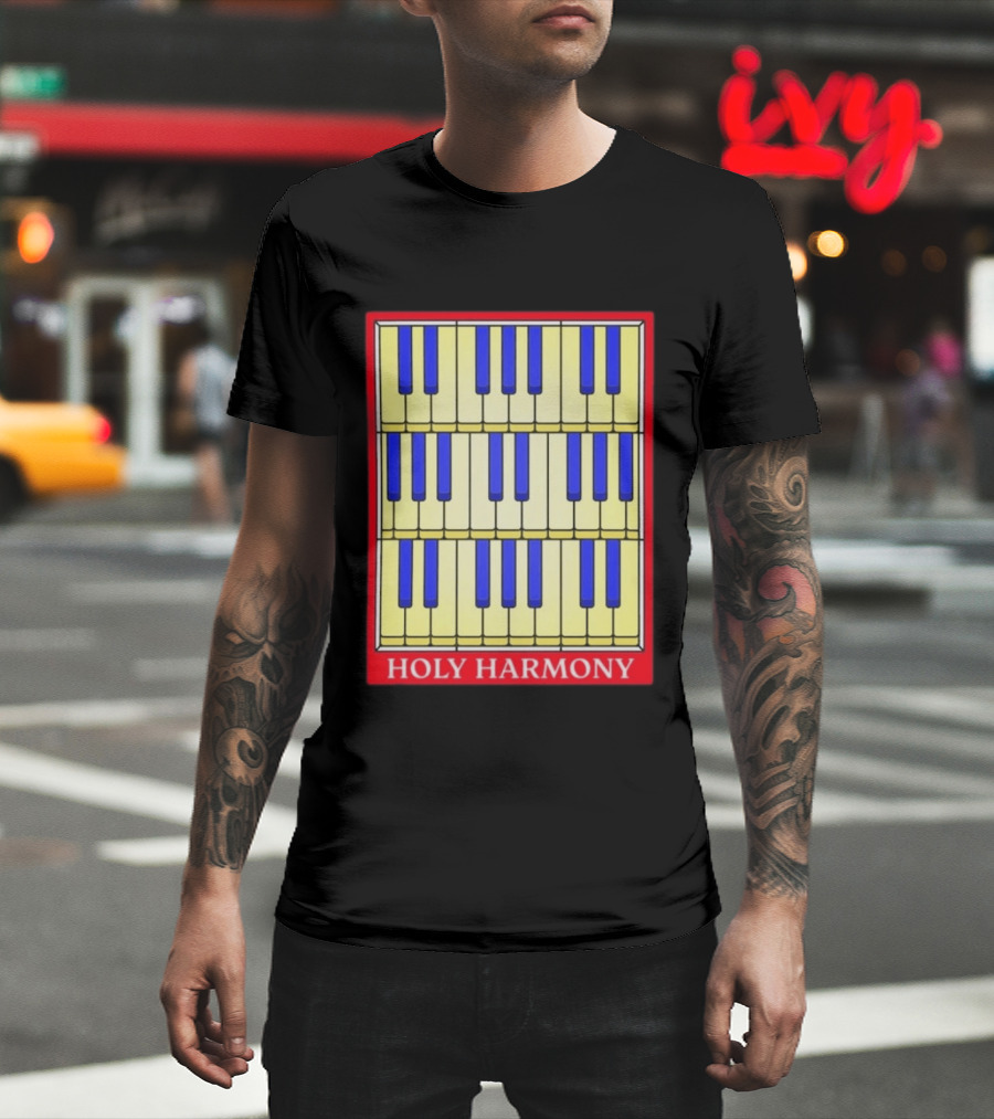 Holy Harmony Stained Glass Piano Keyboard Classical Music T-Shirt