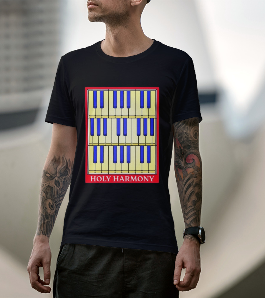 Holy Harmony Stained Glass Piano Keyboard Classical Music T-Shirt