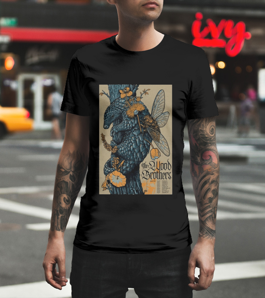 The Wood Brothers August 20 2026 Nashville TN Tour Pangolin And Cicada T-Shirt