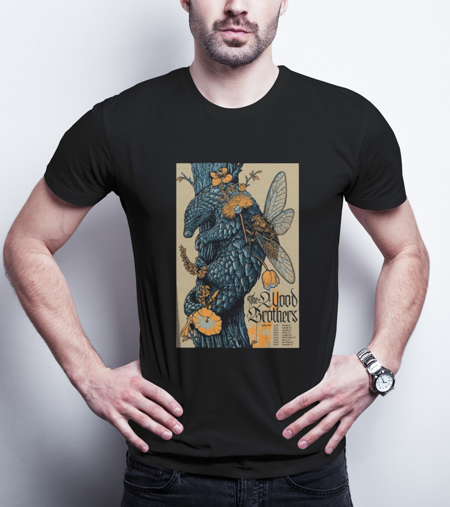 The Wood Brothers August 20 2026 Nashville TN Tour Pangolin And Cicada T-Shirt