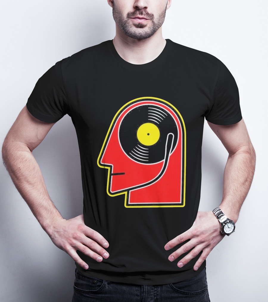 Vinyl Album Head With Record Disc Ear Retro Music T-Shirt