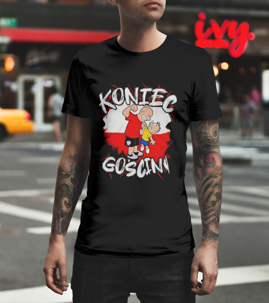 Koniec Gosciny Polish Football Cartoon Polska Flag T-Shirt