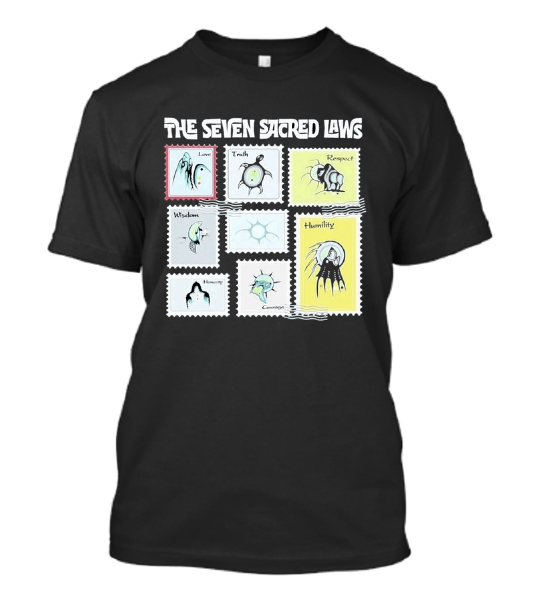 Native American The Seven Sacred Laws Love Truth Respect Wisdom Humility Honesty Courage T-Shirt