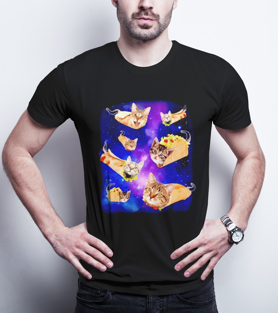 Cats In Space With Tacos And Burritos Taco Cat Cosmic Adventure T-Shirt