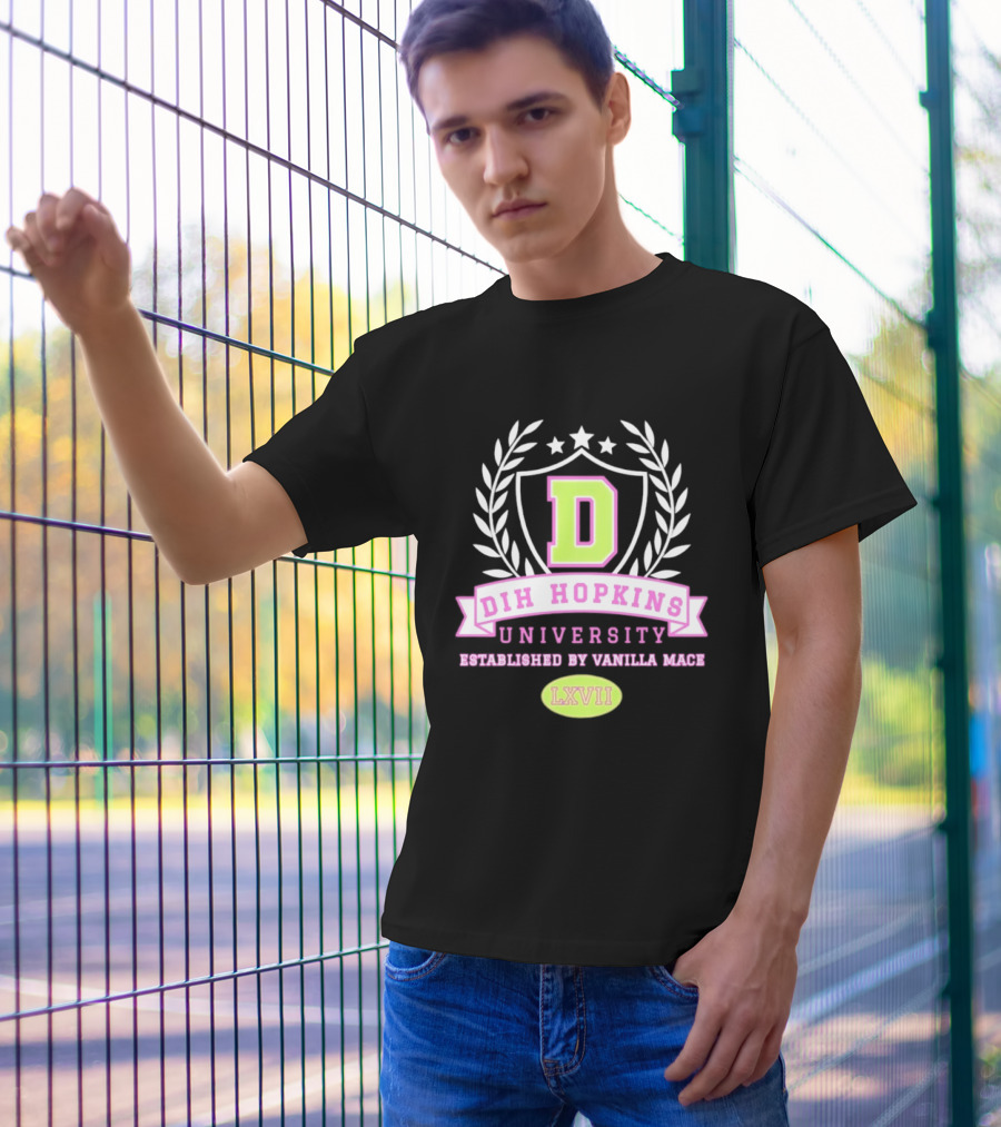 Dih Hopkins University Established By Vanilla Mace LXVII Crest T-Shirt