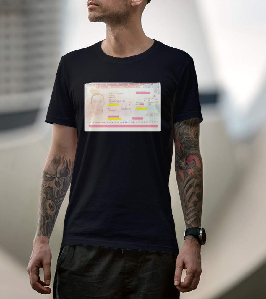 United States Of America Visa Darshan Basaling Magdum Mumbai Passport T-Shirt
