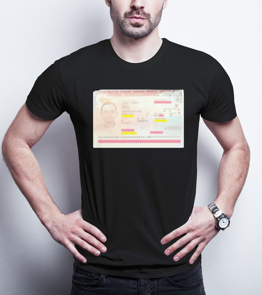 United States Of America Visa Darshan Basaling Magdum Mumbai Passport T-Shirt