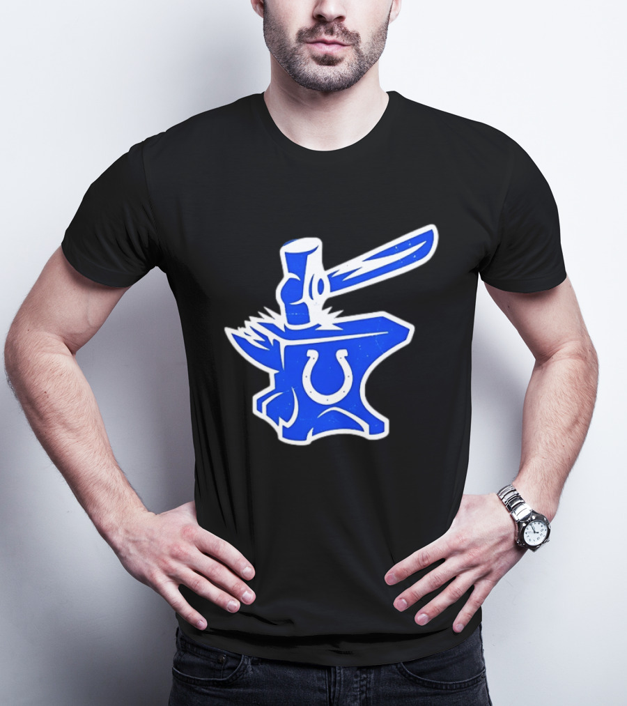 Indianapolis Colts Anvil Hammer Icon With Team Horseshoe T-Shirt