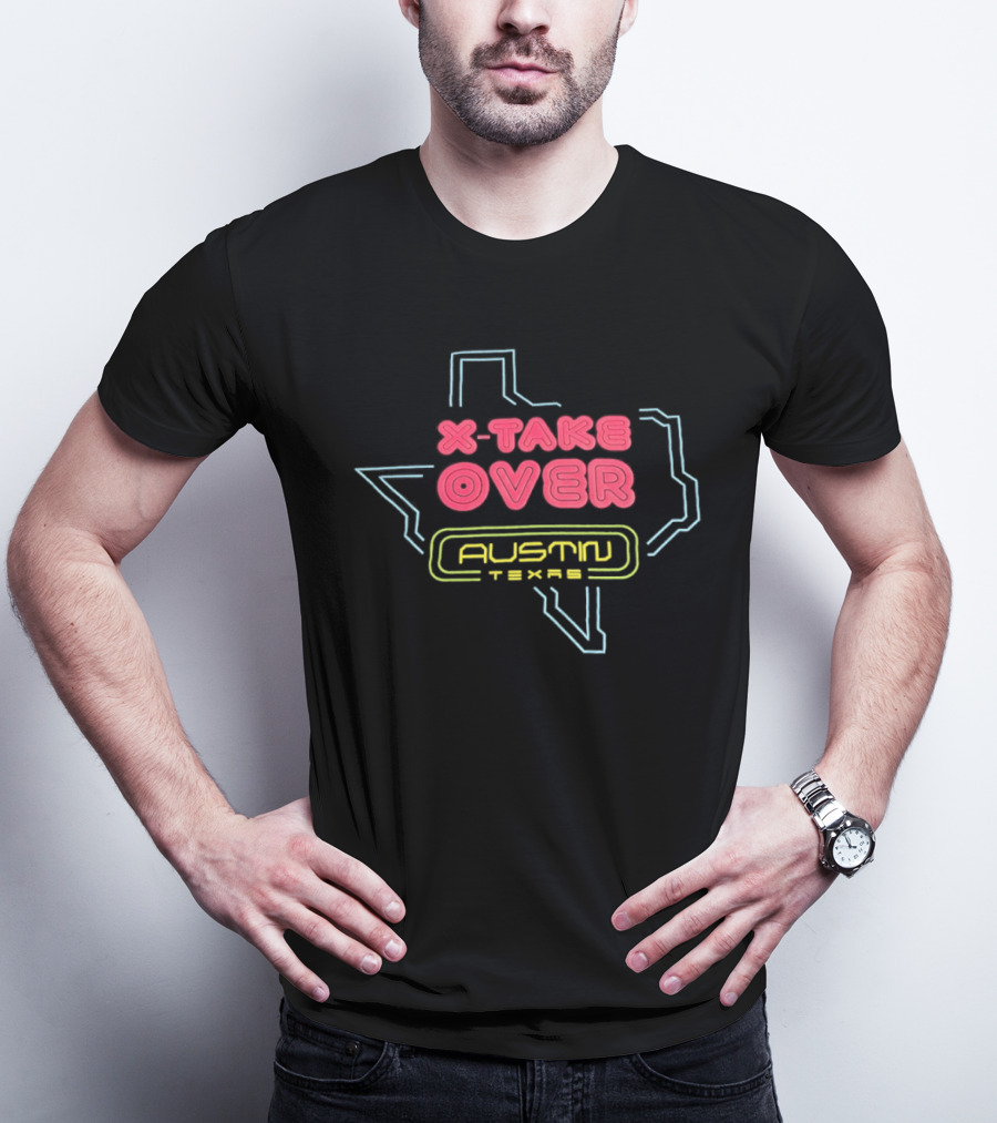 X Take Over Austin Texas Cybertruck Tesla Neon Map T-Shirt