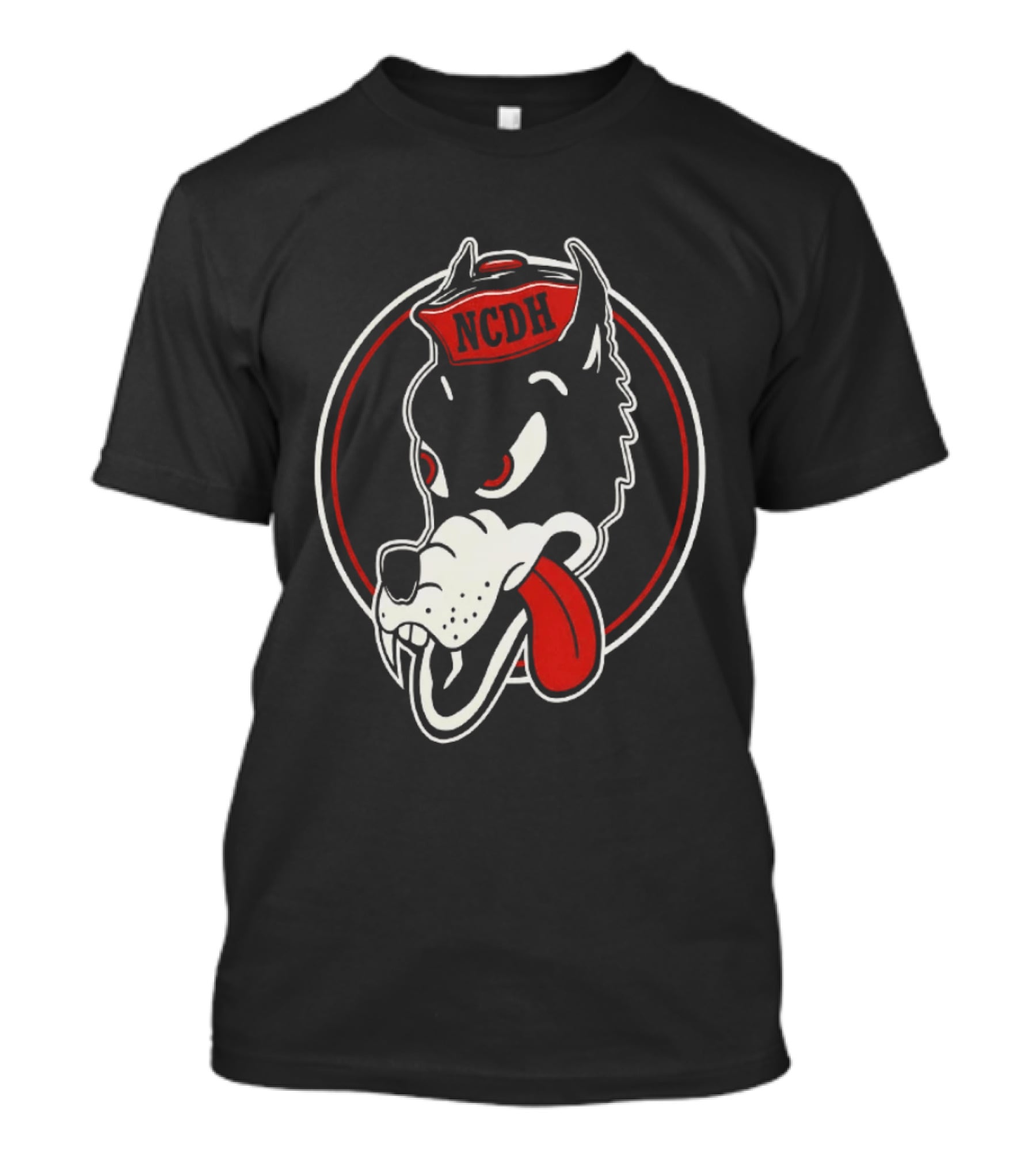 NCDH Wolf Cartoon Red Circle T-Shirt