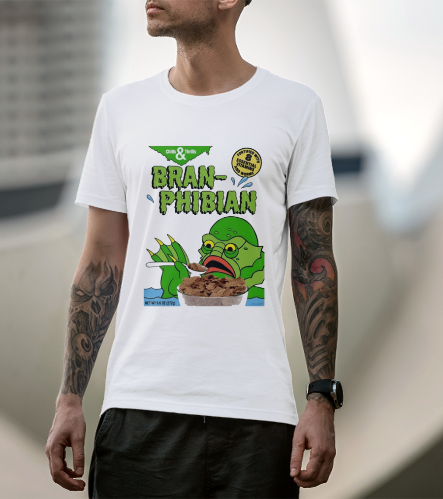 Bran Phibian Chills And Thrills Cereal Box Fortified With 8 Essential Vitamins And Worms T-Shirt