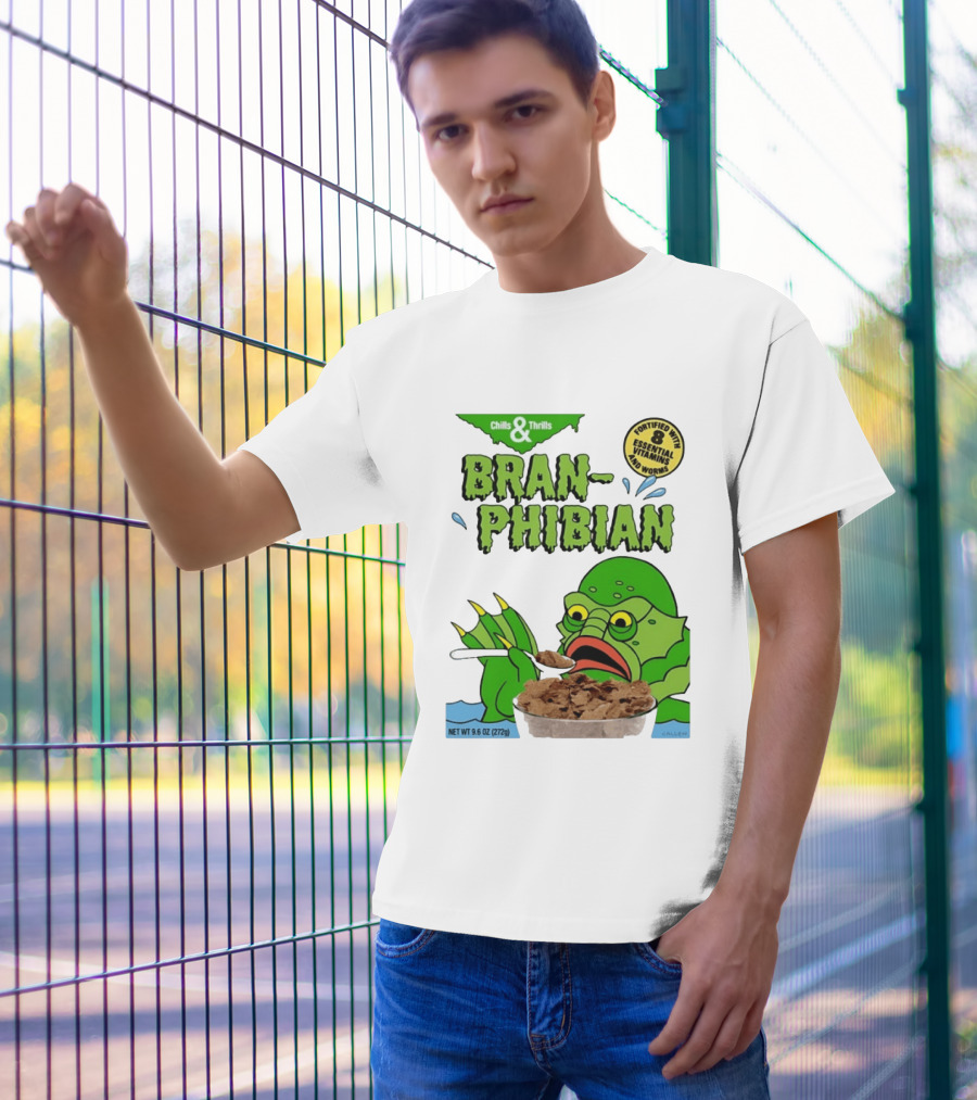 Bran Phibian Chills And Thrills Cereal Box Fortified With 8 Essential Vitamins And Worms T-Shirt