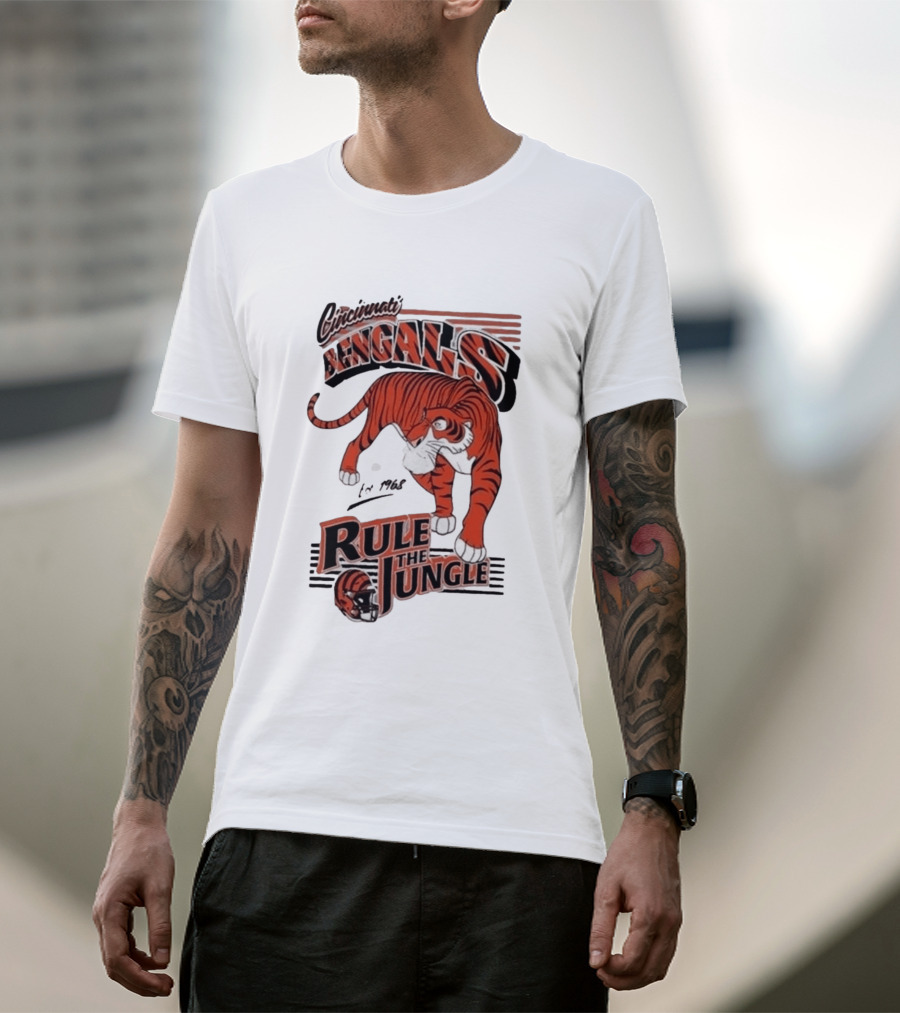 Cincinnati Bengals Rule The Jungle Tiger Graphic NFL Fan T-Shirt