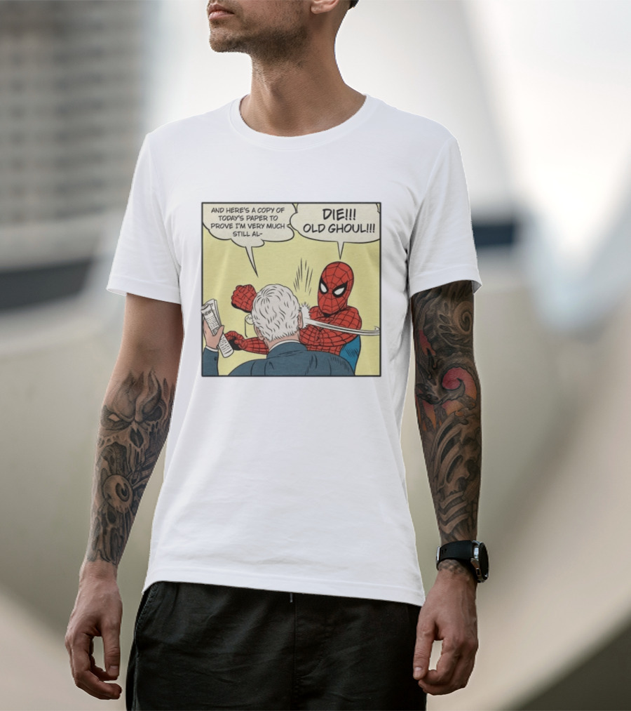 Spider Man Punching Mitch McConnell Die Old Ghoul Comic Meme T-Shirt