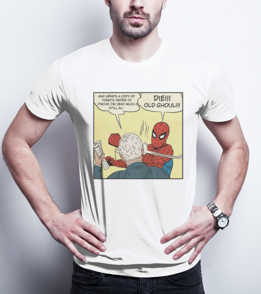 Spider Man Punching Mitch McConnell Die Old Ghoul Comic Meme T-Shirt