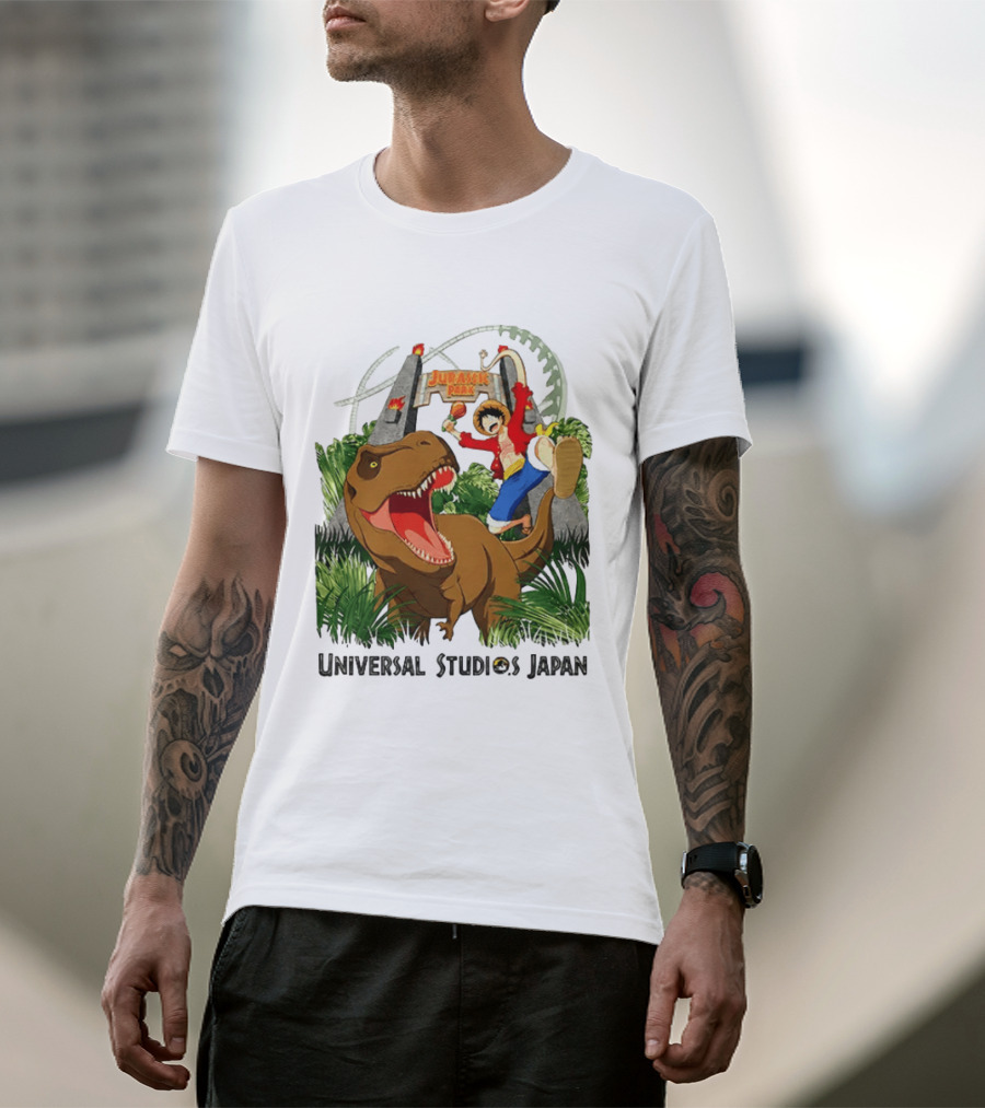 Universal Studios Japan One Piece Jurassic Park Luffy Riding Rex T-Shirt